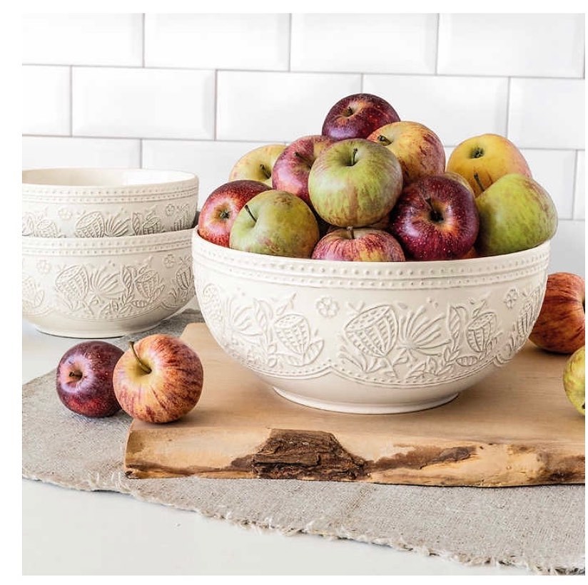 Over and Back Harvest Bowl Set 3 Piece Stoneware Ivory Color – Novelty Shop